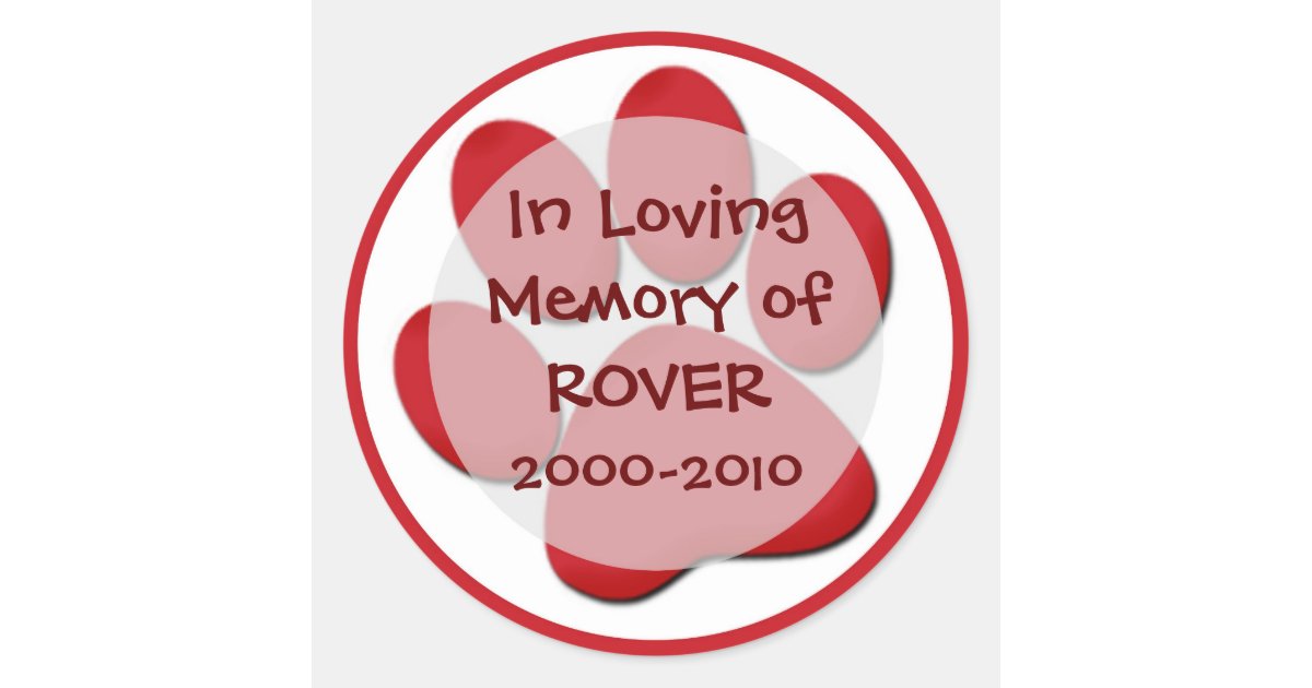 Customizable red paw print sympathy stickers | Zazzle.com