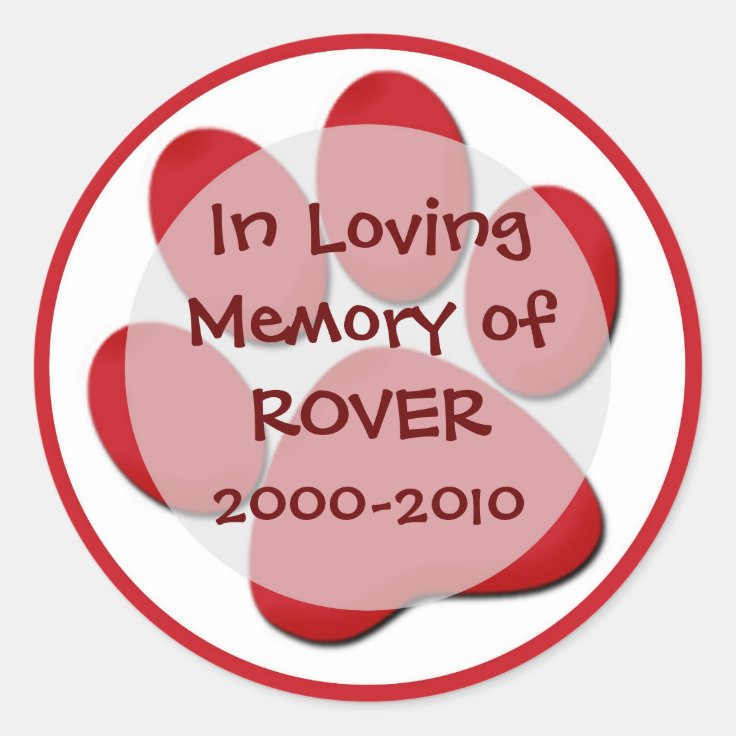Customizable red paw print sympathy stickers | Zazzle