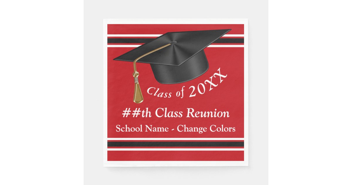 Customizable Red White Black Class Reunion Napkins | Zazzle