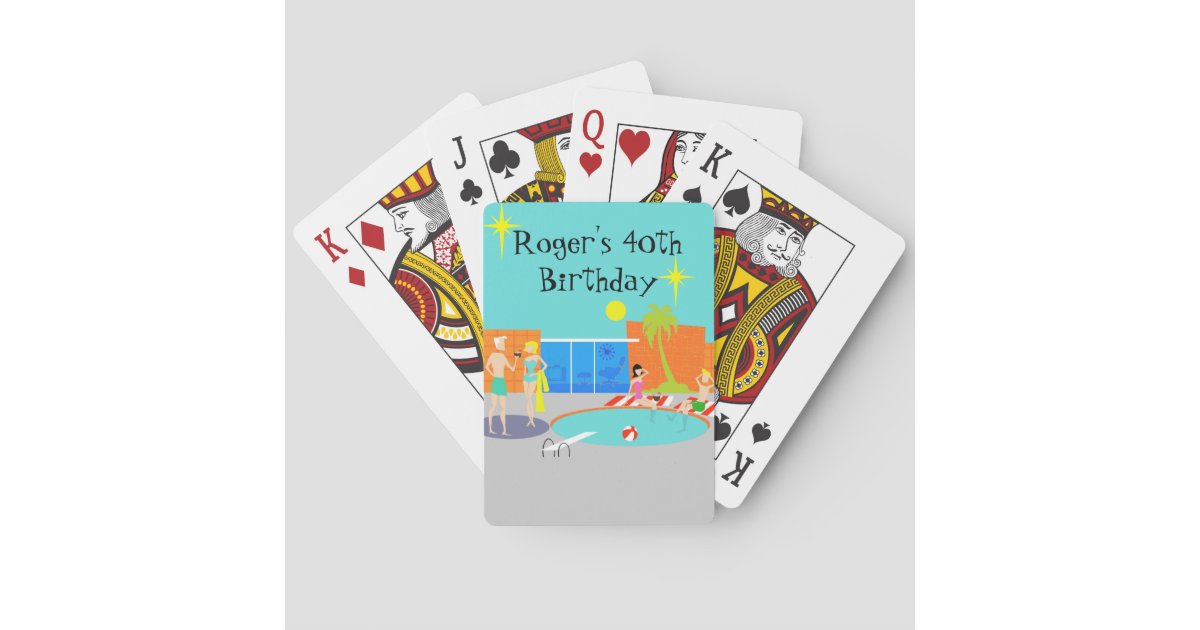 Customizable Retro Pool Party Playing Cards | Zazzle
