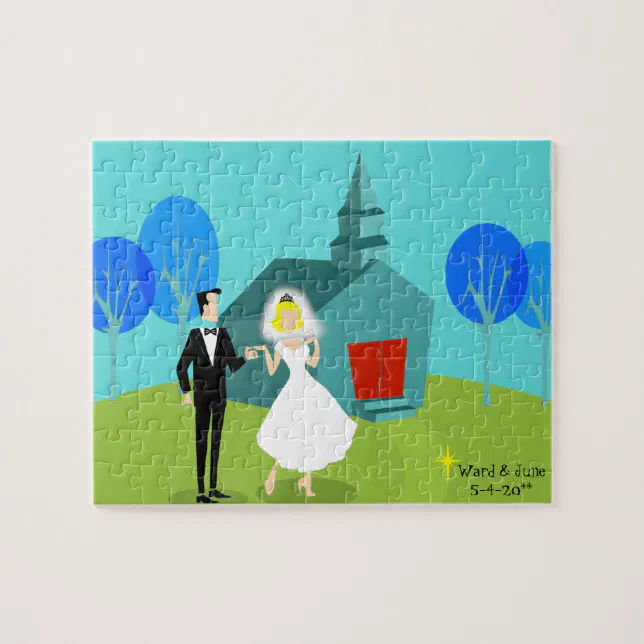 Customizable Retro Wedding Couple Puzzle | Zazzle