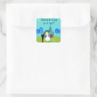 Customizable Retro Wedding Couple Stickers | Zazzle