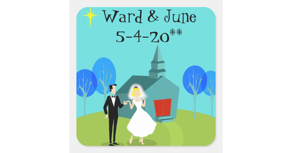 Customizable Retro Wedding Couple Stickers | Zazzle