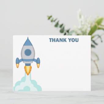 Customizable Rocket Ship Thank You card | Zazzle