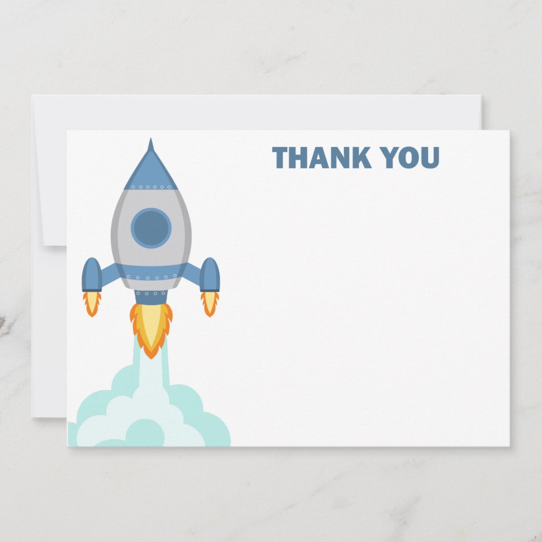 Customizable Rocket Ship Thank You card | Zazzle