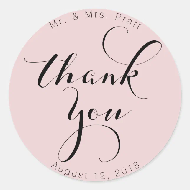 Customizable rose thank you stickers, round classic round sticker | Zazzle