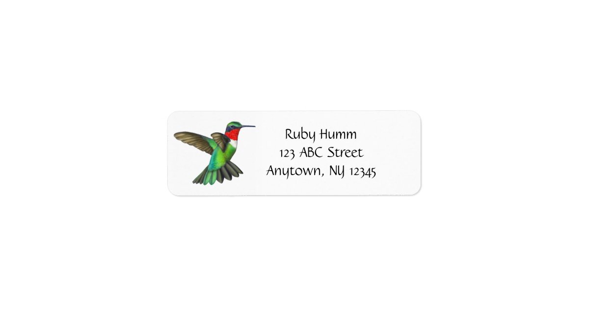 Customizable Ruby Throated Hummingbird Label | Zazzle