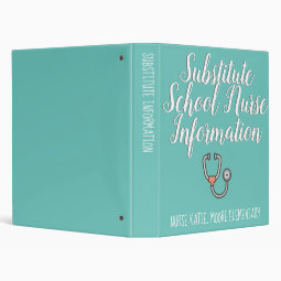 Customizable School Nurse Sub Binder | Zazzle
