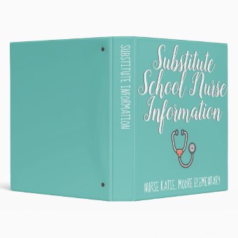 Customizable School Nurse Sub Binder | Zazzle
