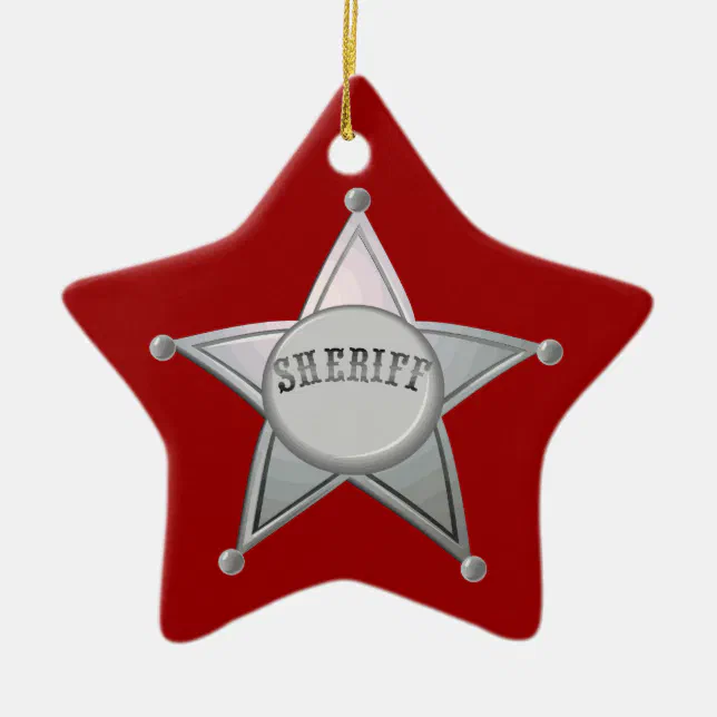 Customizable Sheriff Badge Star Officer Design Ceramic Ornament | Zazzle
