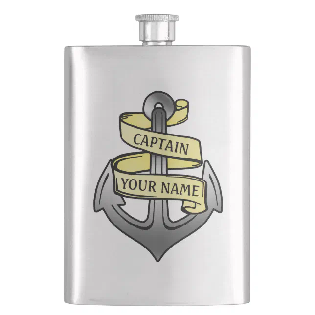 Customizable Ship Captain Your Name Anchor Flask | Zazzle