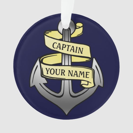 Customizable Ship Captain Your Name Anchor Ornament | Zazzle.com