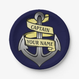 Customizable Ship Captain Your Name Anchor Paper Plates | Zazzle