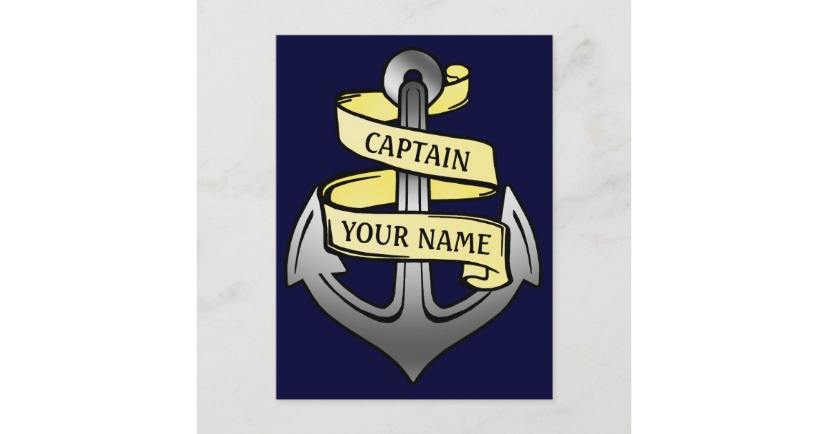 Customizable Ship Captain Your Name Anchor Postcard | Zazzle