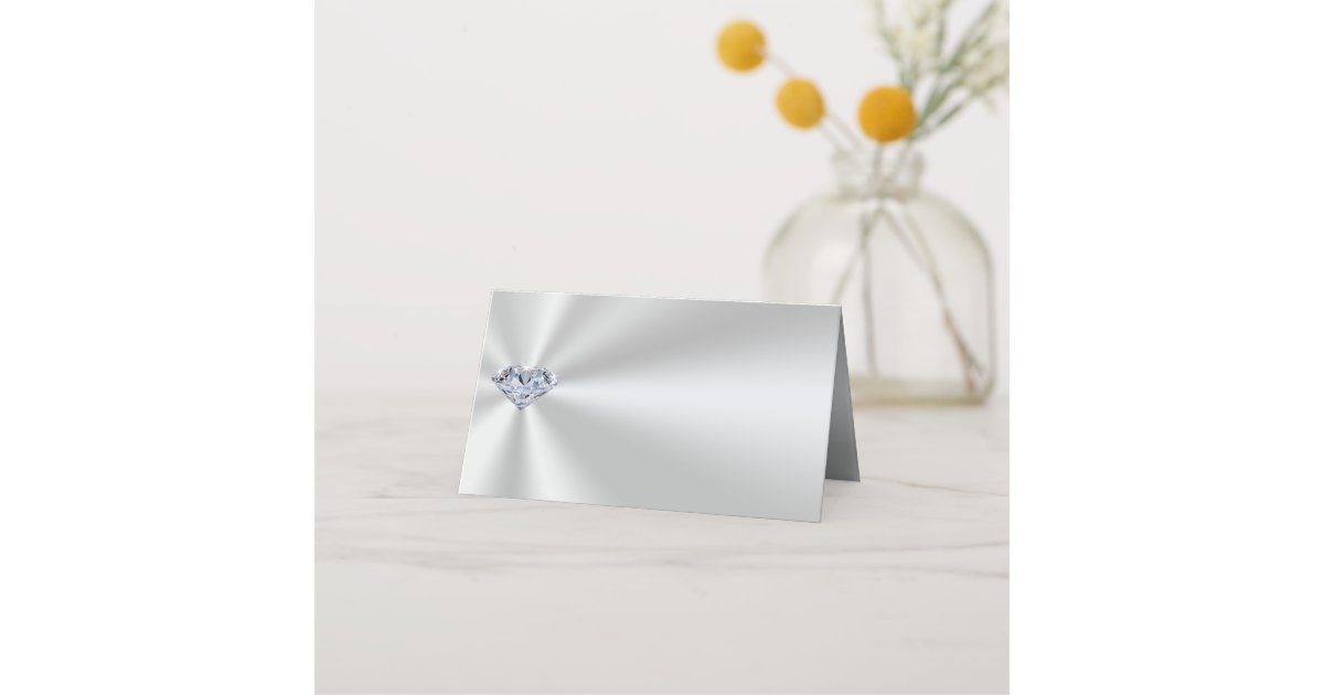 Customizable Silver and Diamond Place Cards | Zazzle