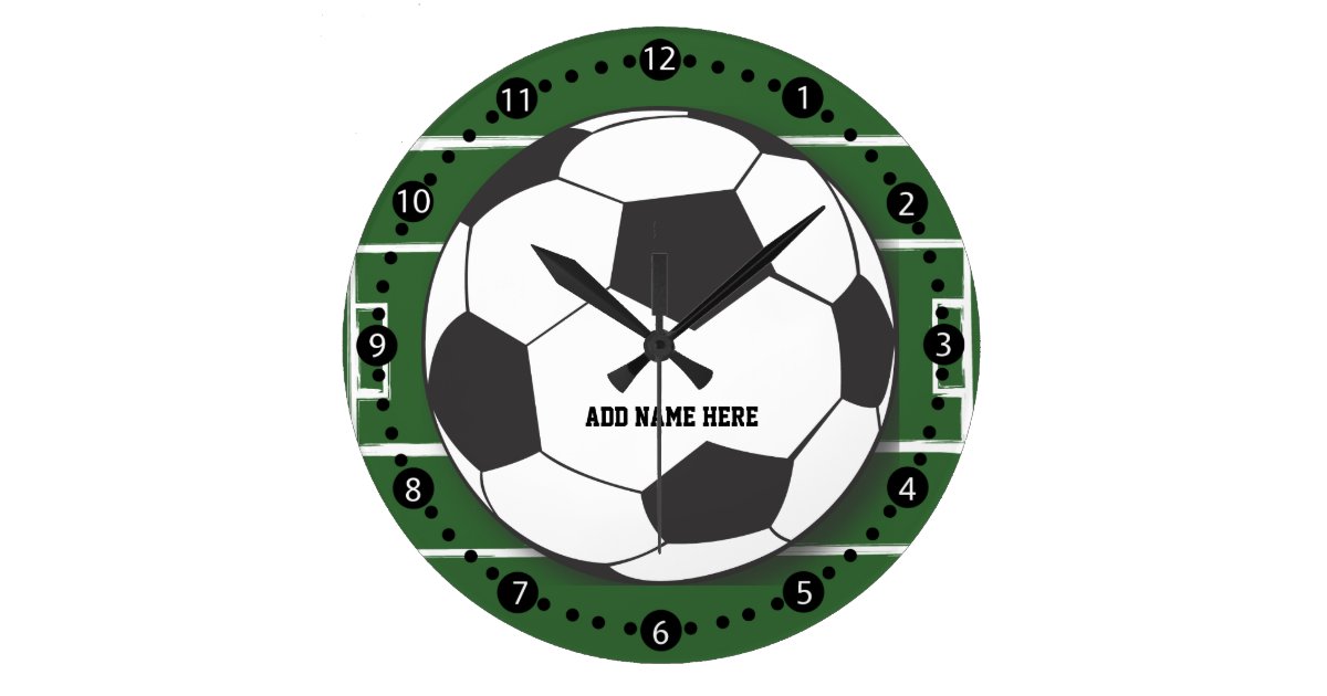 Customizable Soccer Ball on Field Large Clock | Zazzle.com