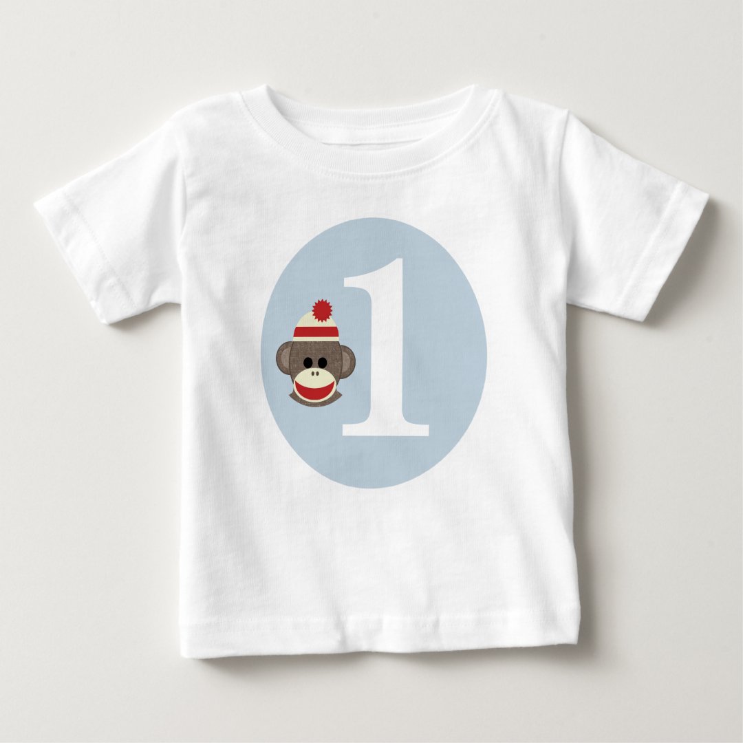 Customizable Sock Monkey birthday shirt | Zazzle