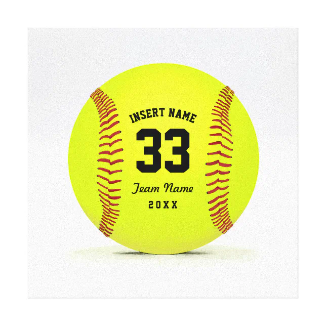 Customizable Softball Yellow Red and Black Sport Canvas Print | Zazzle