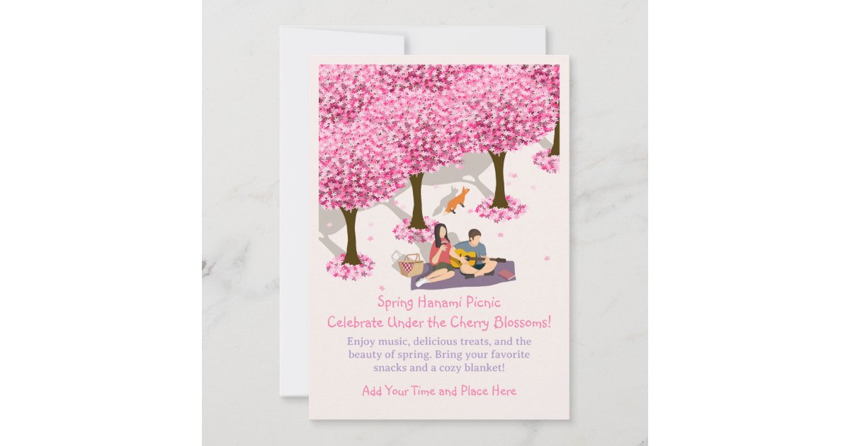 Customizable Spring Hanami Picnic Invitation | Zazzle