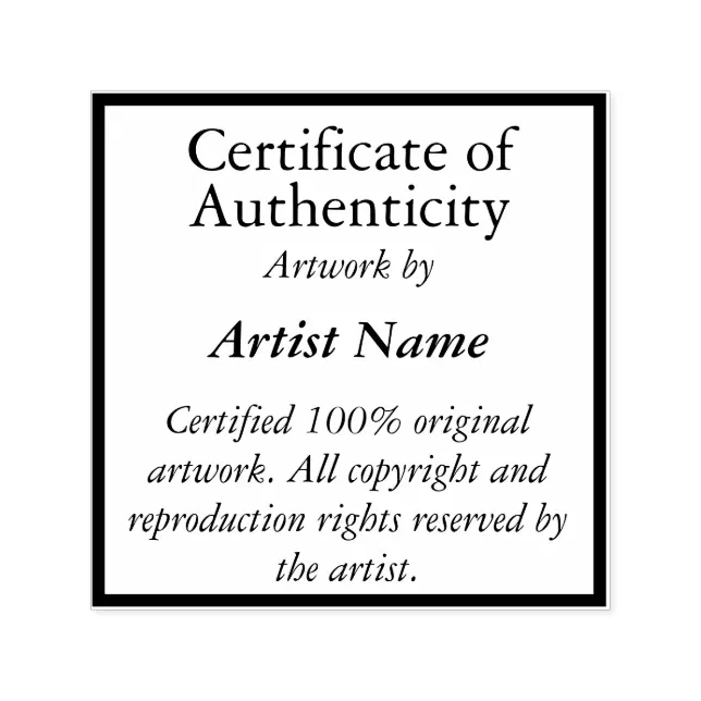 Customizable Square Certificate of Authenticity Self-inking Stamp | Zazzle
