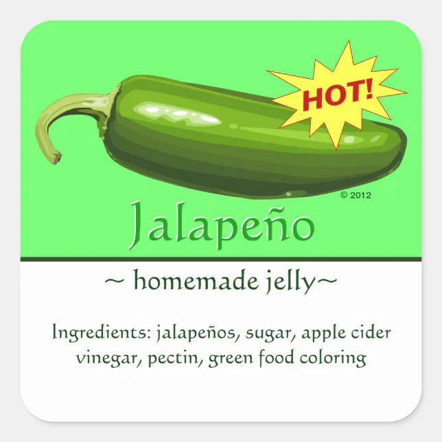 Customizable Square Jalapeño Stickers | Zazzle