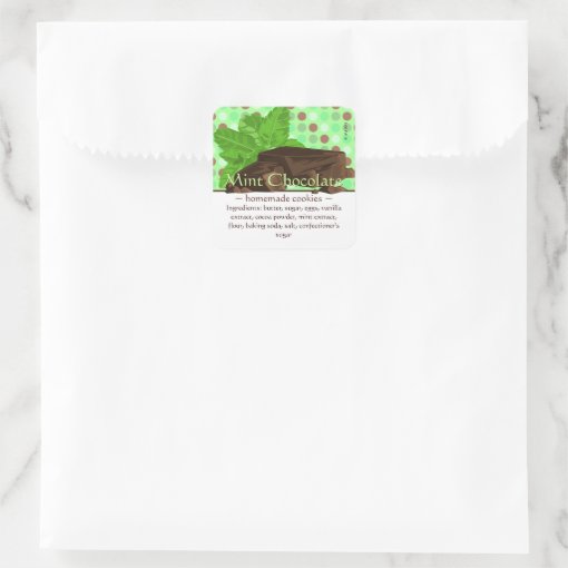 Customizable Square Mint Chocolate Stickers | Zazzle