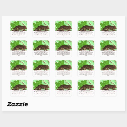 Customizable Square Mint Chocolate Stickers | Zazzle