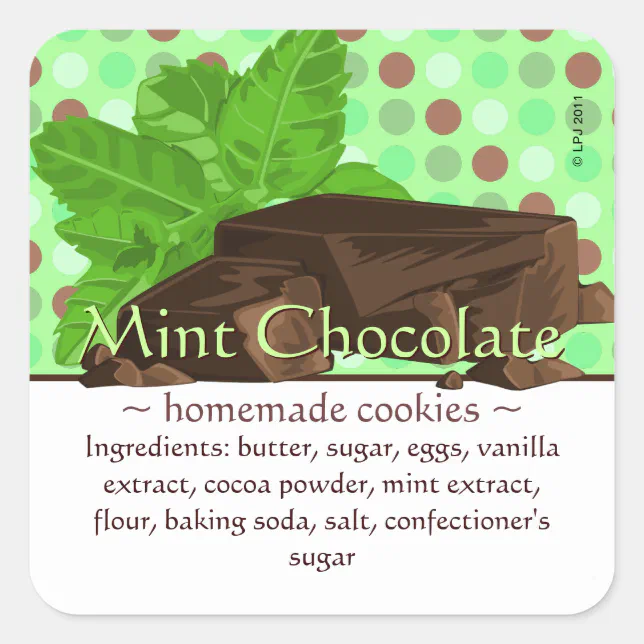 Customizable Square Mint Chocolate Stickers | Zazzle