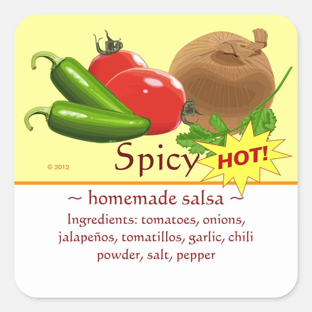 Customizable Square Salsa Stickers | Zazzle