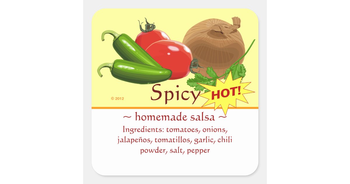 Customizable Square Salsa Stickers | Zazzle