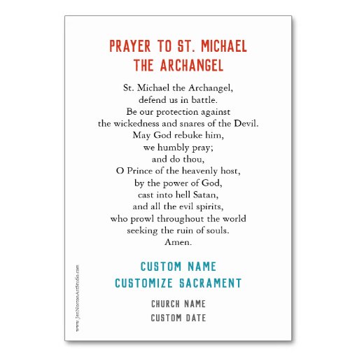 Customizable St. Michael Archangel Prayer Card | Zazzle
