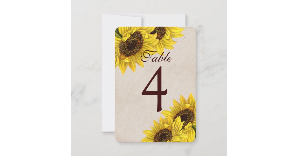 Customizable Sunflower Table Number Cards | Zazzle