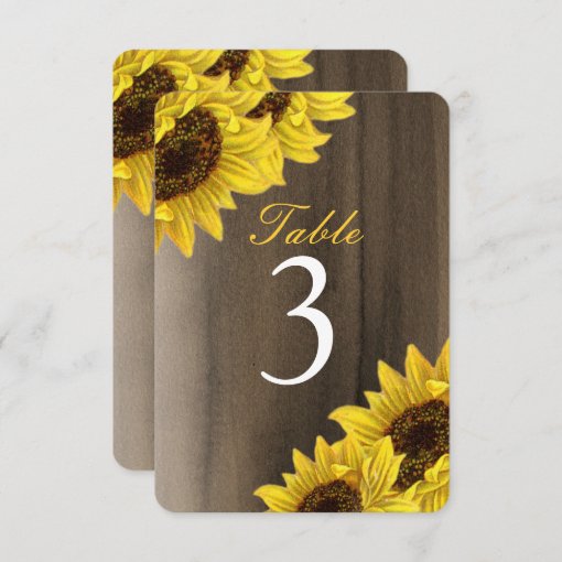 Customizable Sunflower Table Number Cards | Zazzle