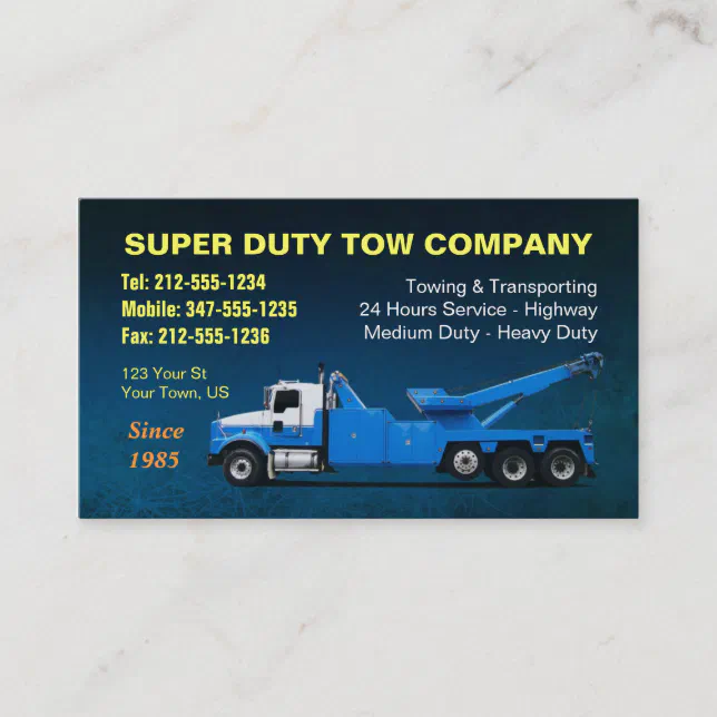 CUSTOMIZABLE Super Duty Towing BC Business Card | Zazzle