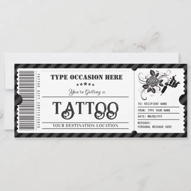 Customizable Tattoo Gift Certificate Voucher Invitation | Zazzle