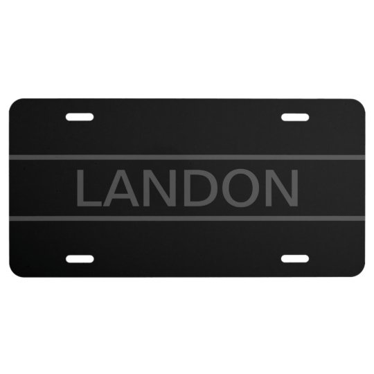 Customizable Text | Bold Modern Black & Dark Grey License Plate ...