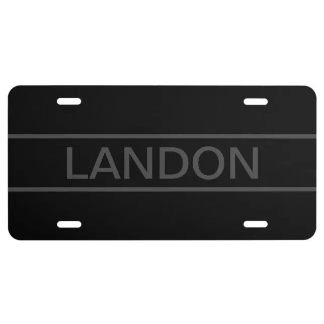Customizable Text | Bold Modern Black & Dark Grey License Plate | Zazzle