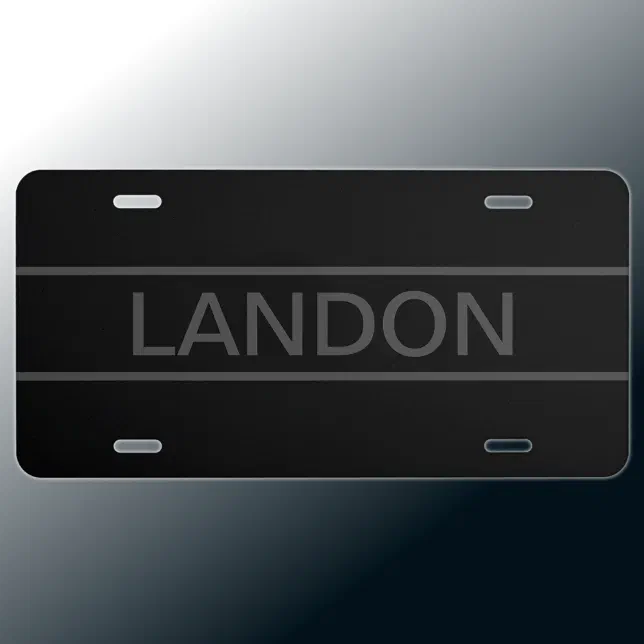 Customizable Text | Bold Modern Black & Dark Grey License Plate | Zazzle