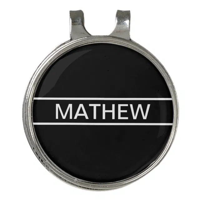 Customizable Text | Bold Modern Black & White Golf Hat Clip | Zazzle