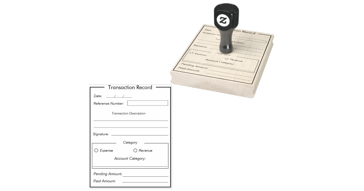 Customizable Transaction Record Template Rubber Stamp | Zazzle