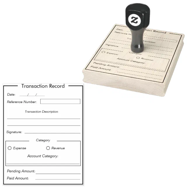 Customizable Transaction Record Template Rubber Stamp | Zazzle