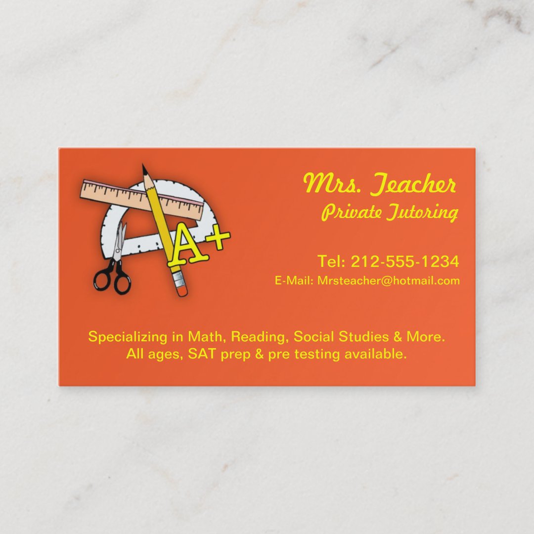 CUSTOMIZABLE Tutor Business Cards | Zazzle