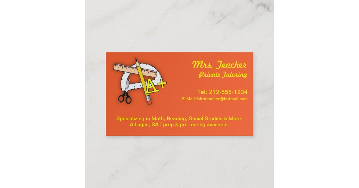 CUSTOMIZABLE Tutor Business Cards | Zazzle