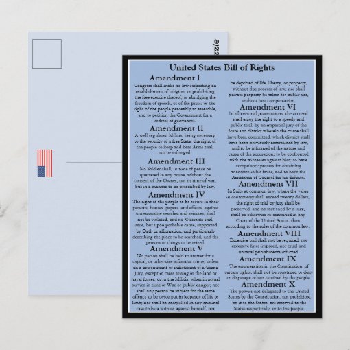 Customizable U.S. Bill of Rights/1st 10 Amendments Postcard | Zazzle