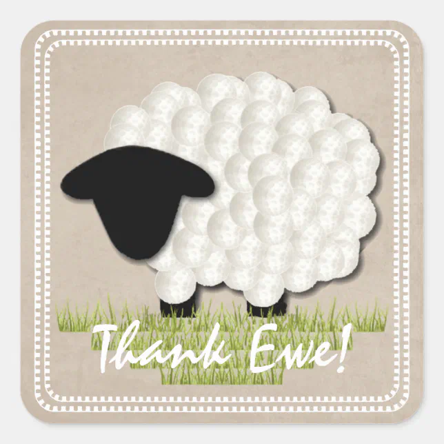 Customizable Unisex Little Lamb Thank You Stickers | Zazzle