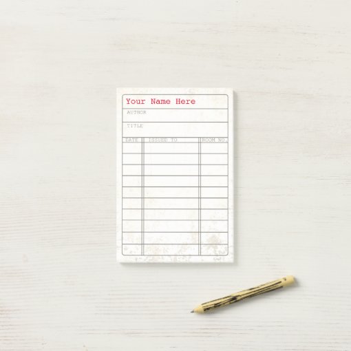 Customizable Vintage Library Book Card Notes | Zazzle