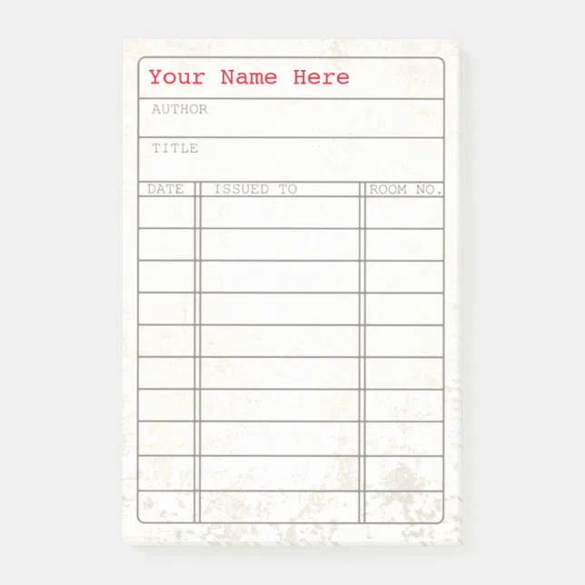 Customizable Vintage Library Book Card Notes | Zazzle