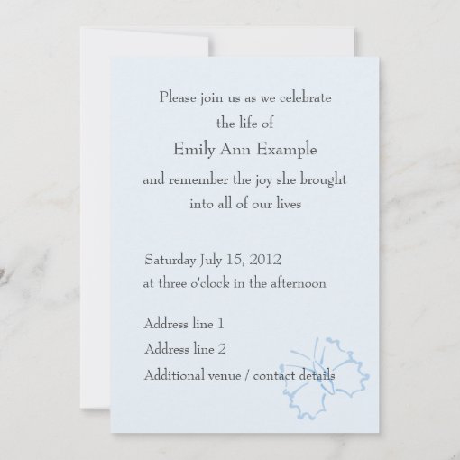 Customizable Wake / (Living) Funeral -- Butterfly Invitation | Zazzle