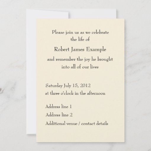 Customizable Wake / Memorial / Funeral (Sepia) Invitation | Zazzle