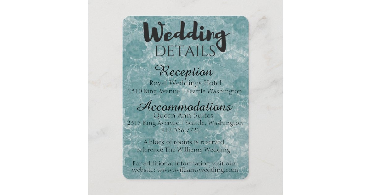 Customizable Wedding Details/ INSERT CARD | Zazzle
